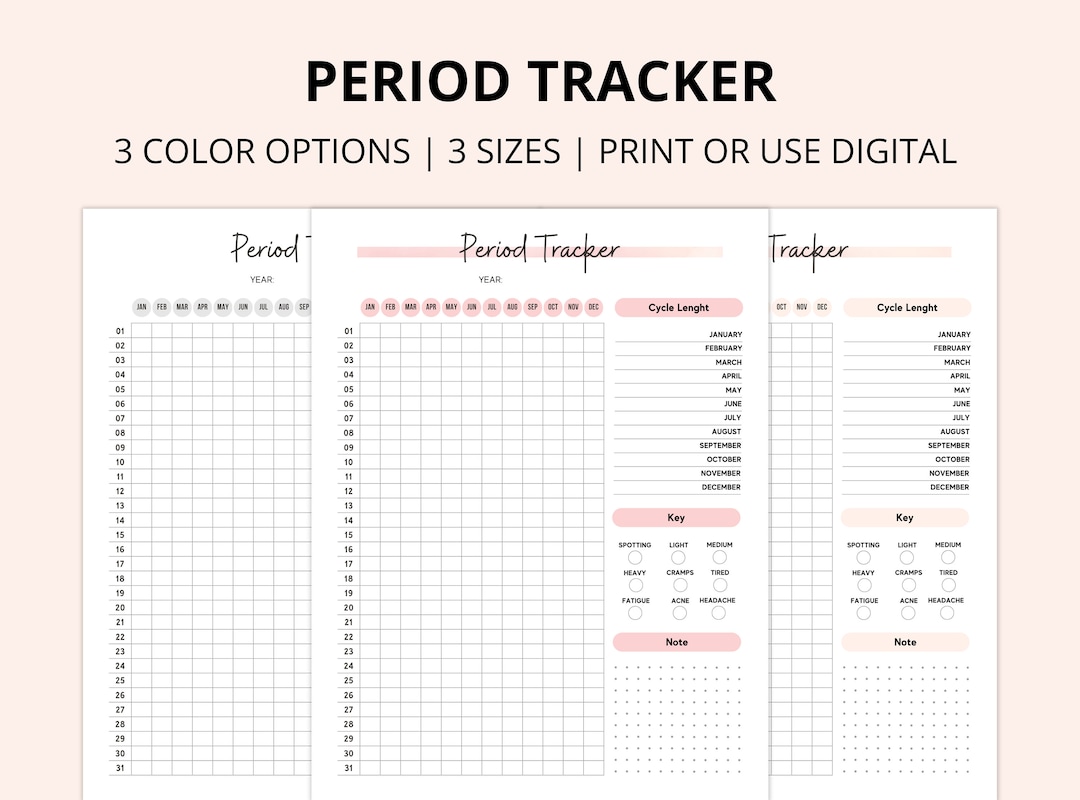 PERIOD TRACKER PRINTABLE, Minimal Planner, Undated Printable Planner ...