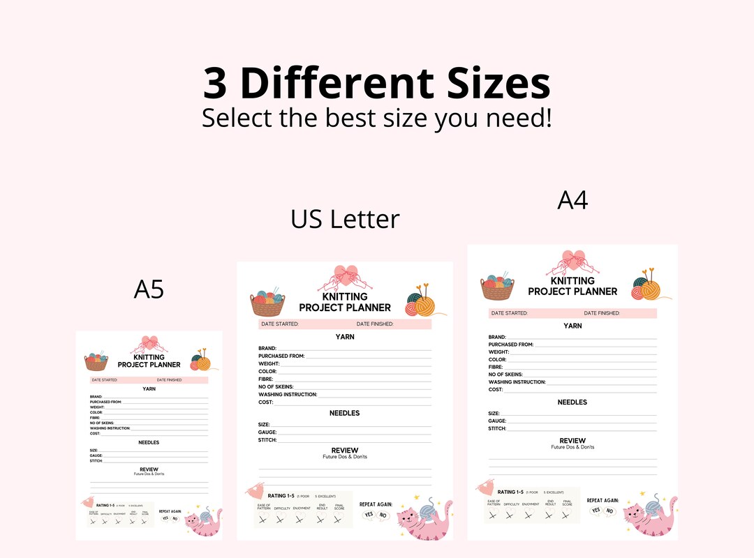 KNITTING PROJECT PLANNER Printable, Minimal Planner, Undated Printable ...