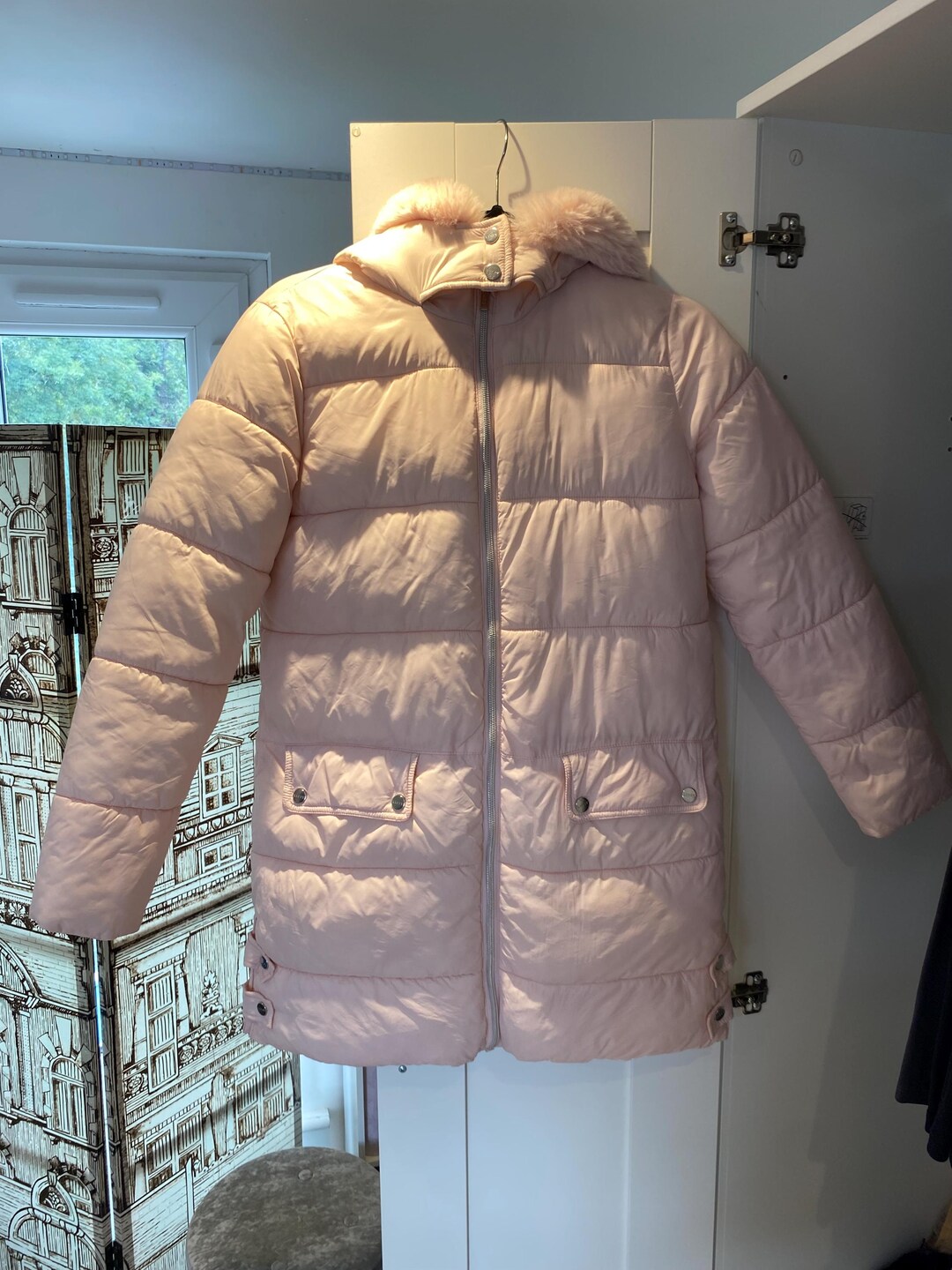 Pink Fluffy Hooded Rain Coat Puffer Jacket From Lipsy - Etsy