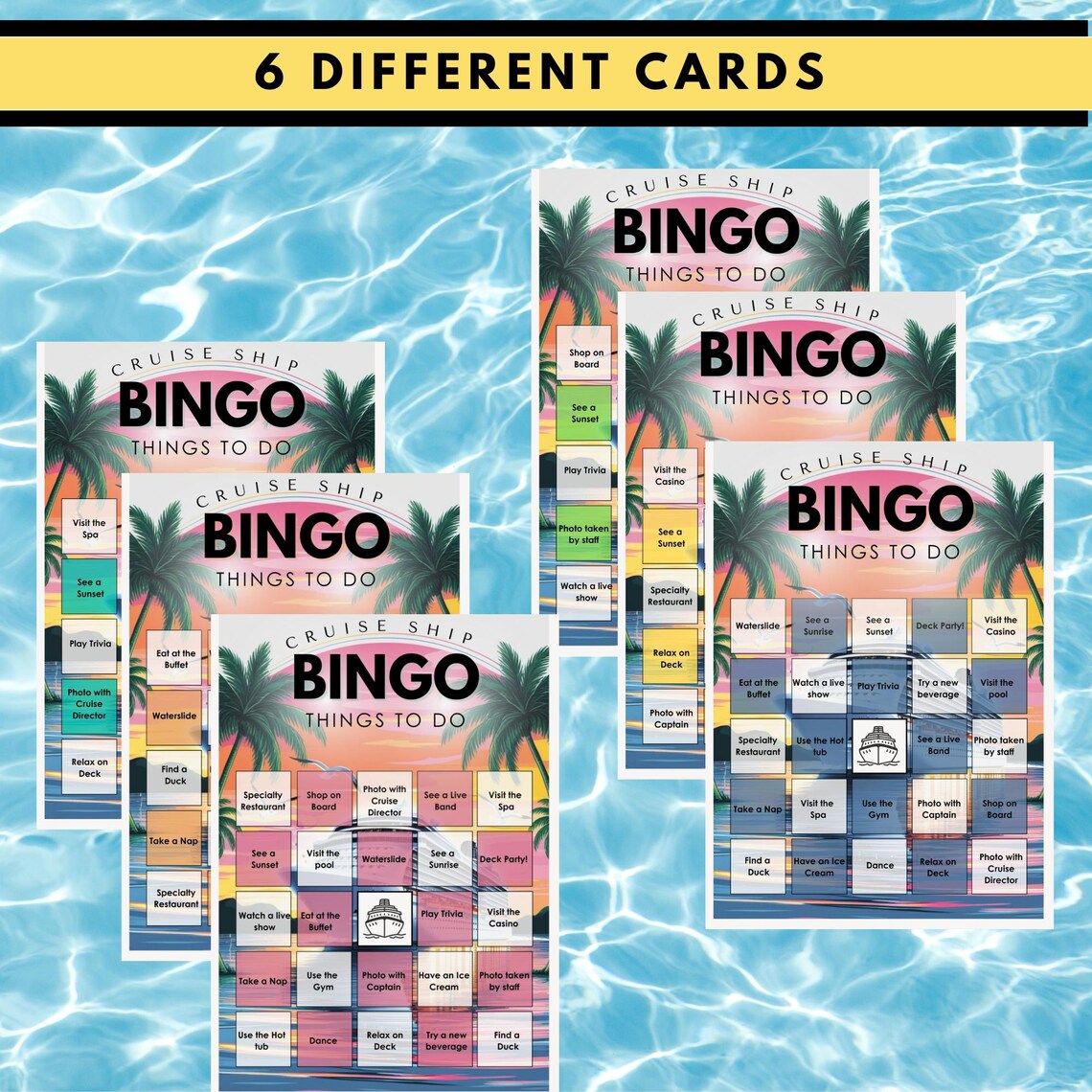 CRUISE BINGO CARD - Things to Do Cruise Bingo Cards - Fun & Printable ...