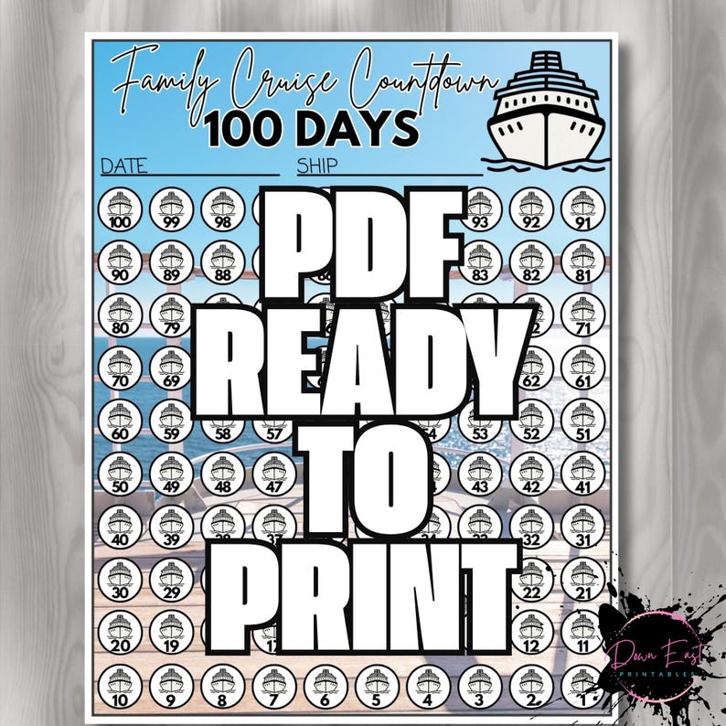 100-day FAMILY Cruise Countdown Printable | Vacation Tracker | Digital ...