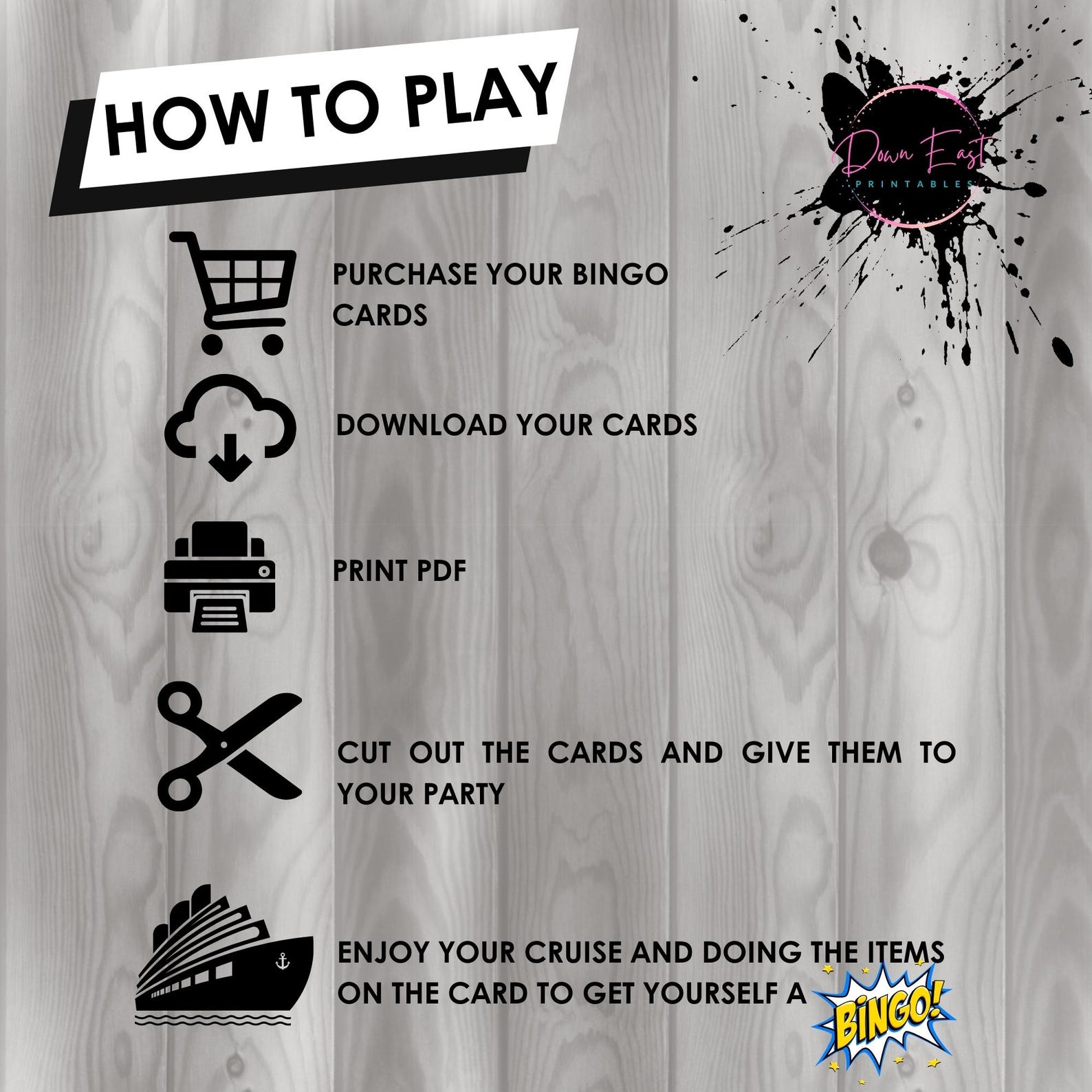 CRUISE BINGO CARD - Things to Do Cruise Bingo Cards - Fun & Printable ...