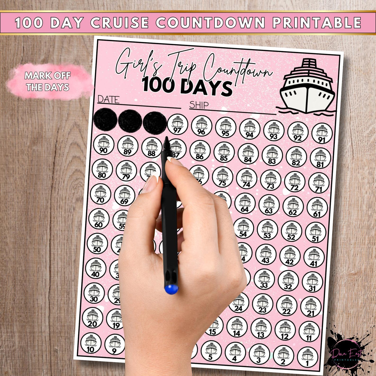 100-day GIRLS CRUISE Countdown Printable | Vacation Tracker | Digital ...