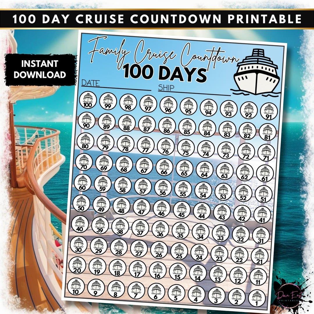 100-day FAMILY Cruise Countdown Printable | Vacation Tracker | Digital ...