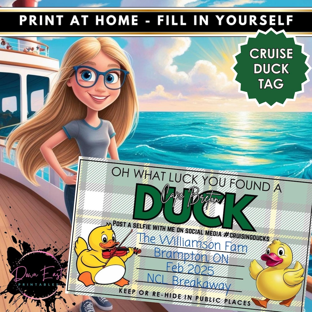 Cruising Ducks Tag, Digital Download, Tags for Ducks, Carnival, NCL ...