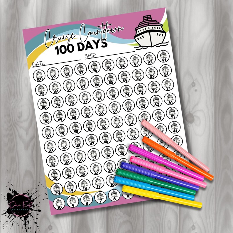 100-day FUN Cruise Countdown Printable | Vacation Tracker | Digital ...