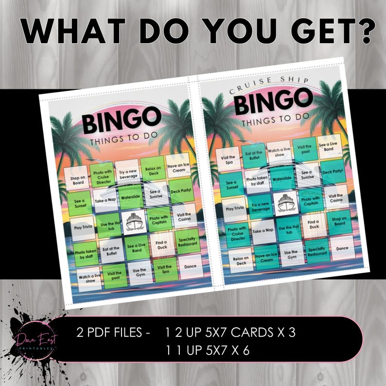 CRUISE BINGO CARD - Things to Do Cruise Bingo Cards - Fun & Printable Game for Your Next ...
