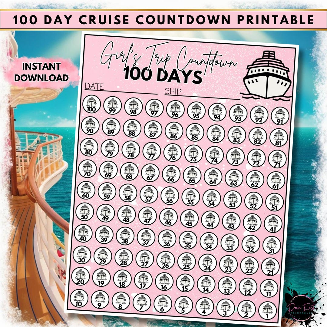 100-day GIRLS CRUISE Countdown Printable | Vacation Tracker | Digital ...