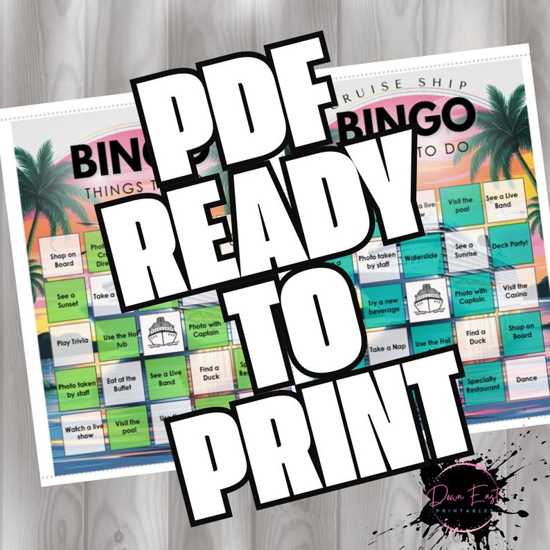 CRUISE BINGO CARD - Things to Do Cruise Bingo Cards - Fun & Printable ...