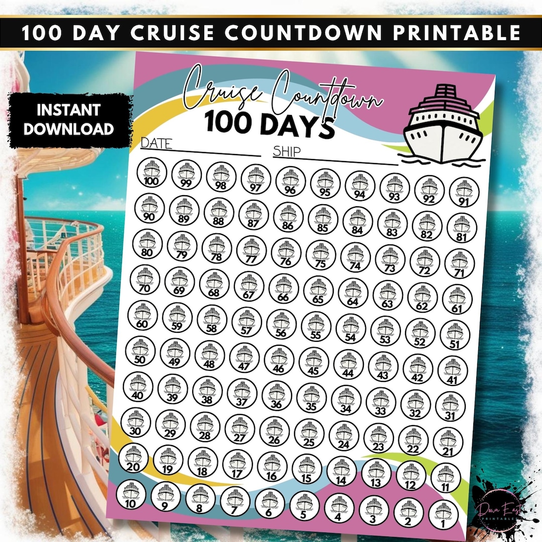 100-day FUN Cruise Countdown Printable | Vacation Tracker | Digital ...