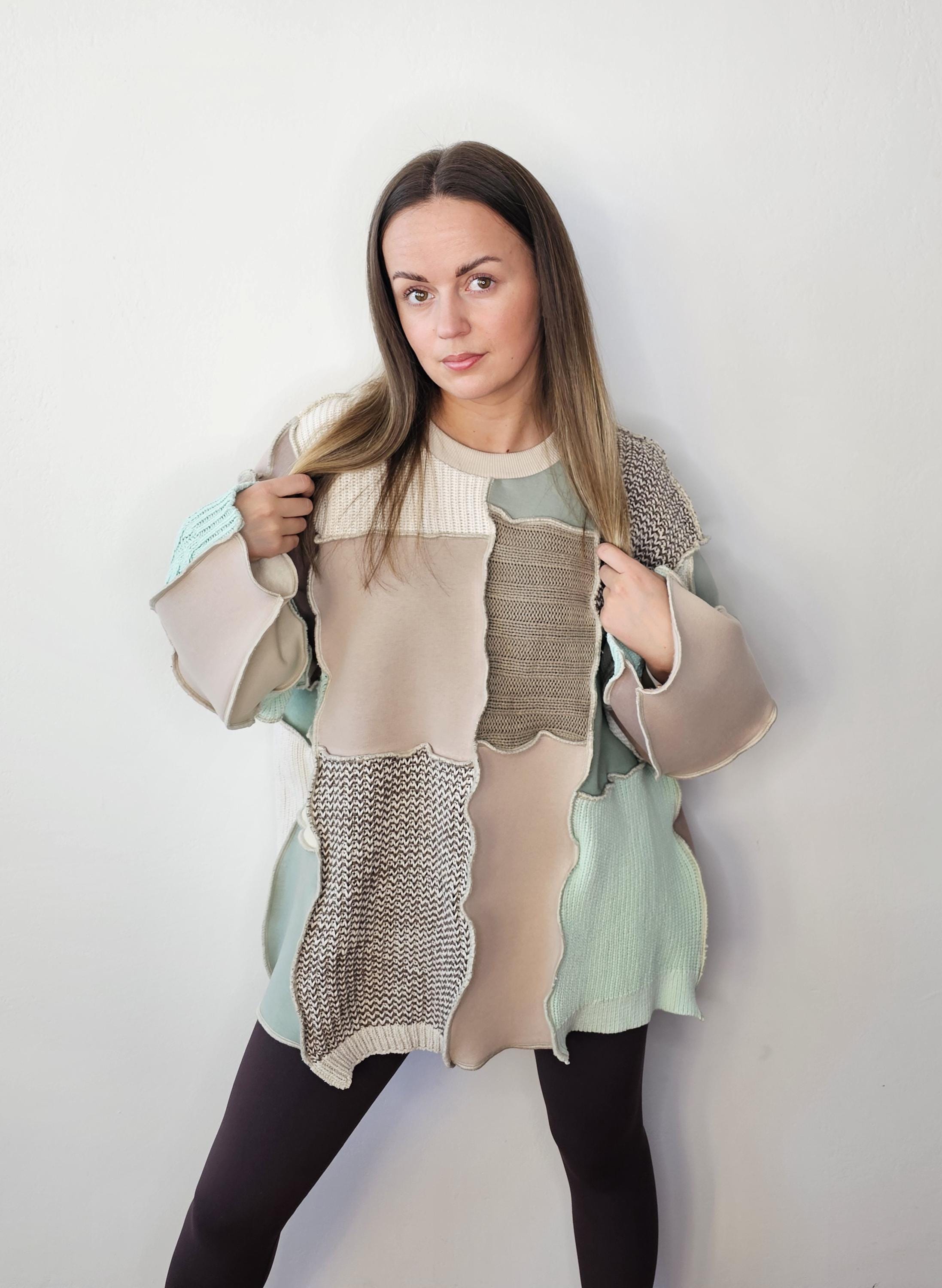 Upcycled Patchwork Women's Jumper From Knitwear and Sweater Scraps ...