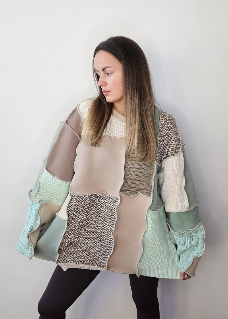 Upcycled Patchwork Women's Jumper From Knitwear and Sweater Scraps ...