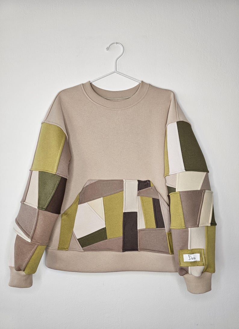 Upcycled Patchwork Women's Jumper From Knitwear Scraps/ Reworked Cotton ...