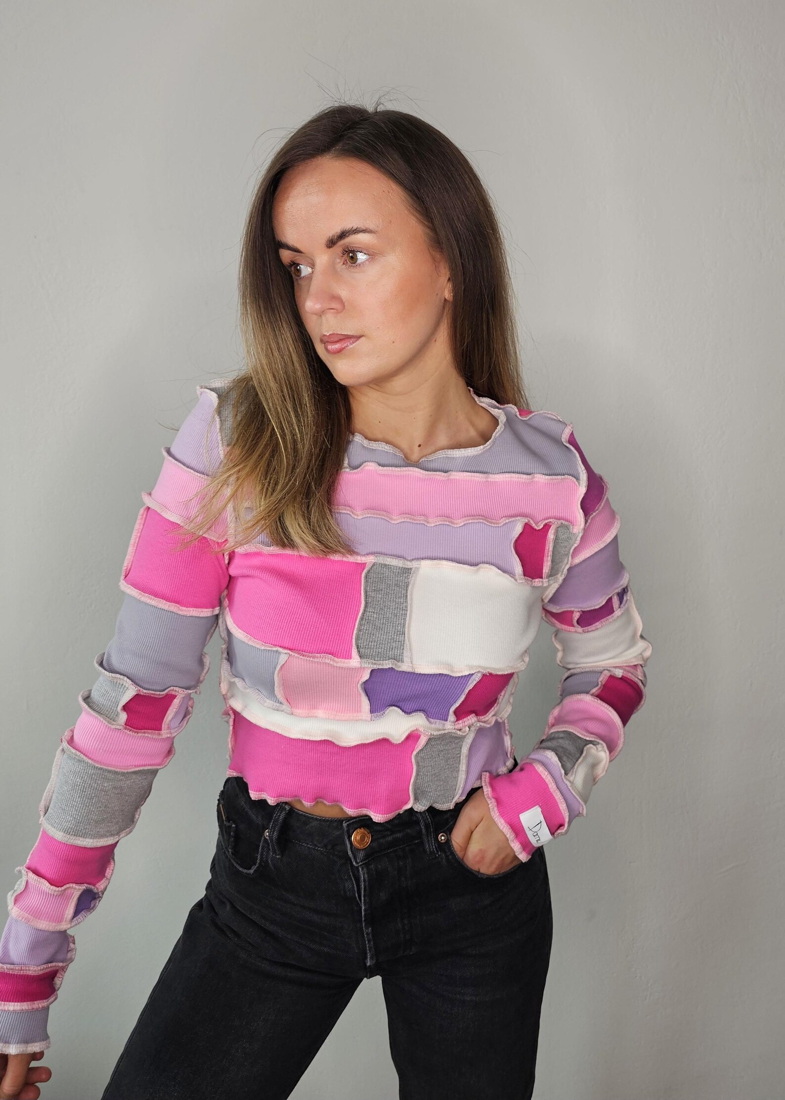 Upcycled Patchwork Women's Blouse From Knitwear Scraps/ Handmade ...