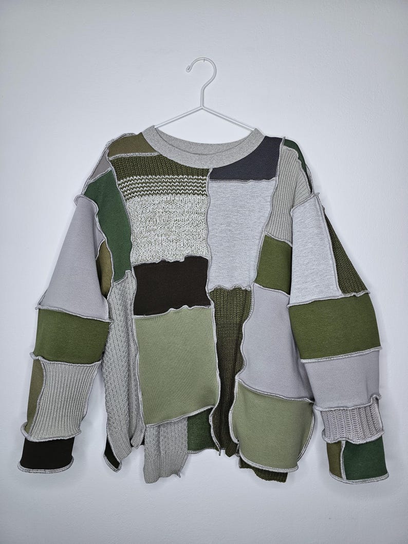 Upcycled Patchwork Women's Jumper From Knitwear and Sweater Scraps ...