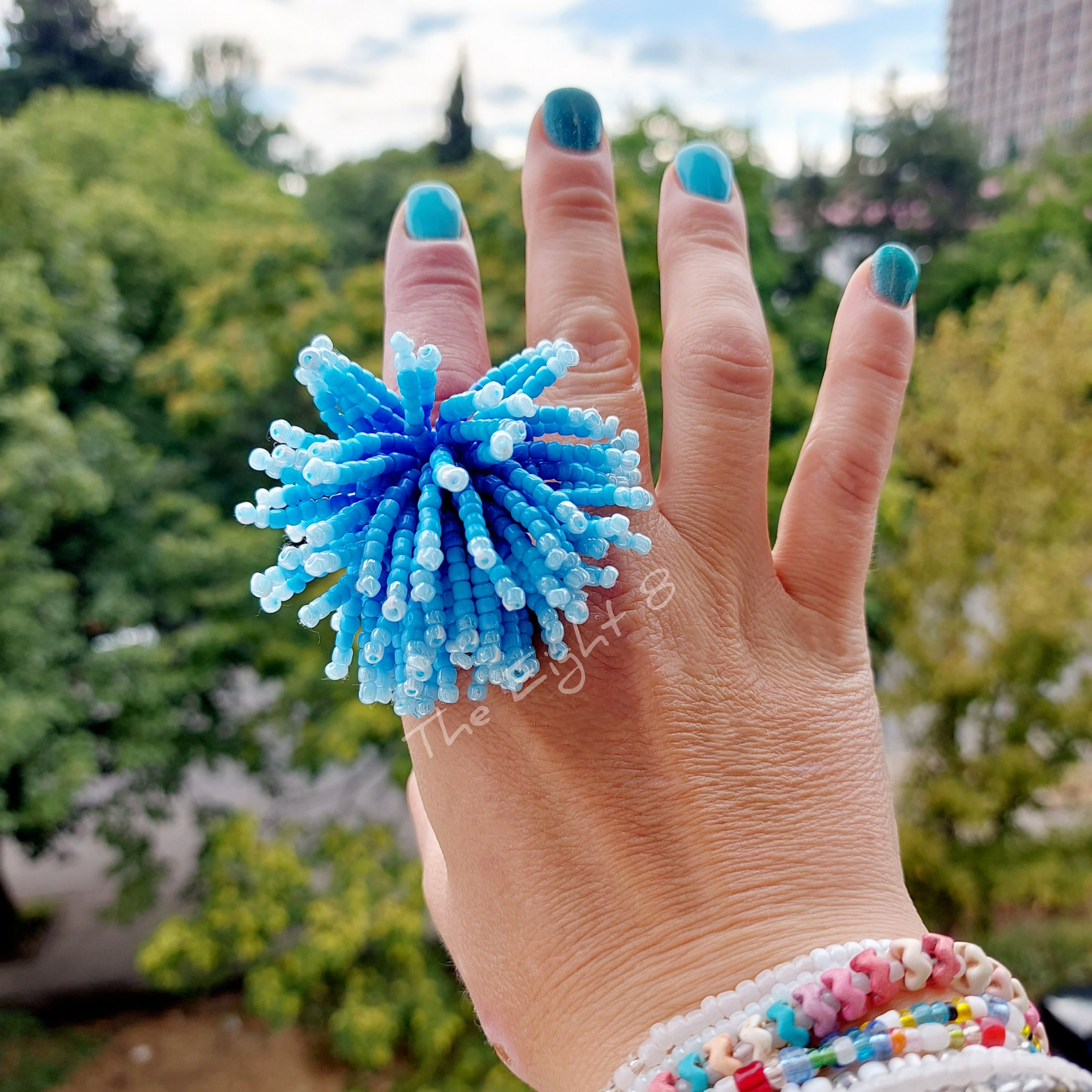 Starburst Seed Bead Kinetic Ring: Adjustable Rave Jewelry - Etsy