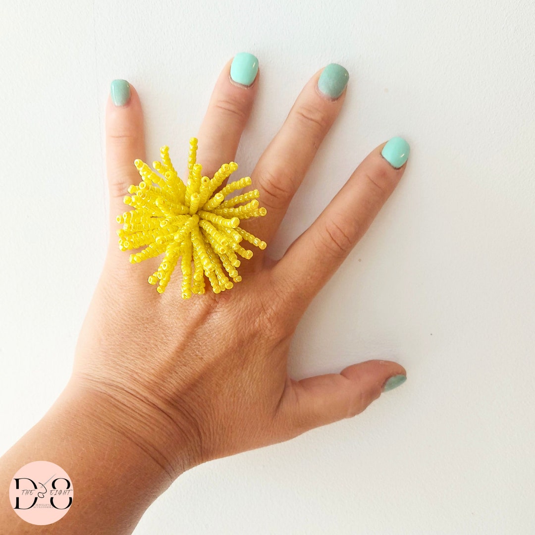 Spectacular Duck Yellow Ring. Bead Beach, Disco, Bar Ring, Reggae Ring ...