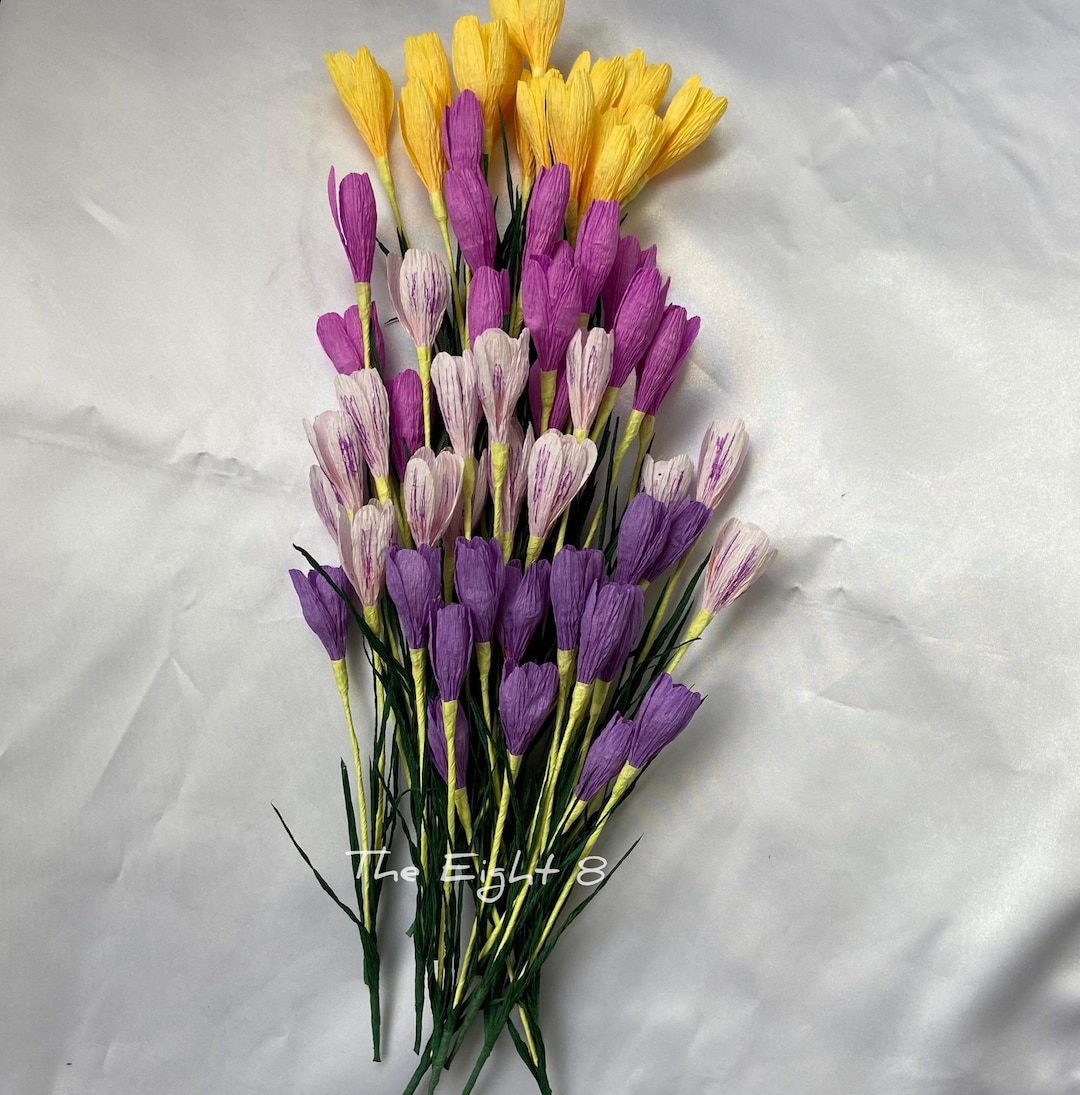 Crepe Paper Crocuses Handmade Artificial Flowers, Home Decoration or a ...