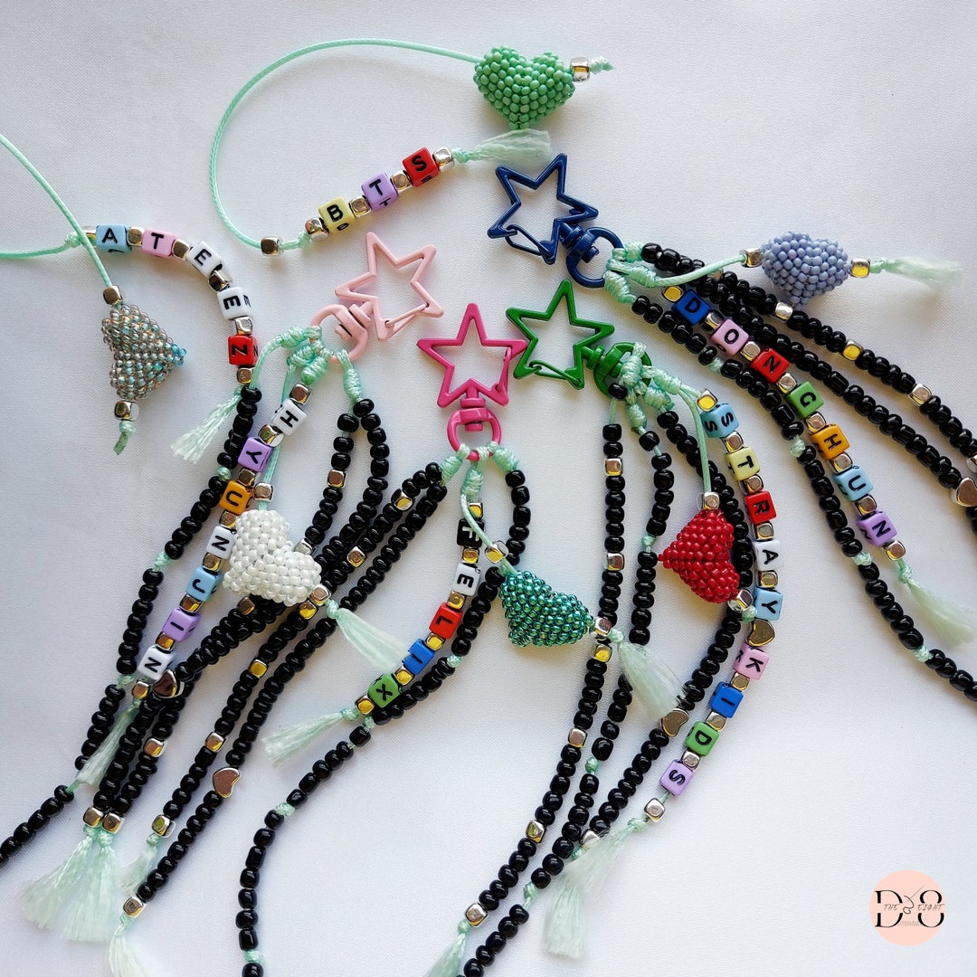 Kpop Idol Name Keychain, Korean K-pop Beaded Concert Merch, Gift for ...