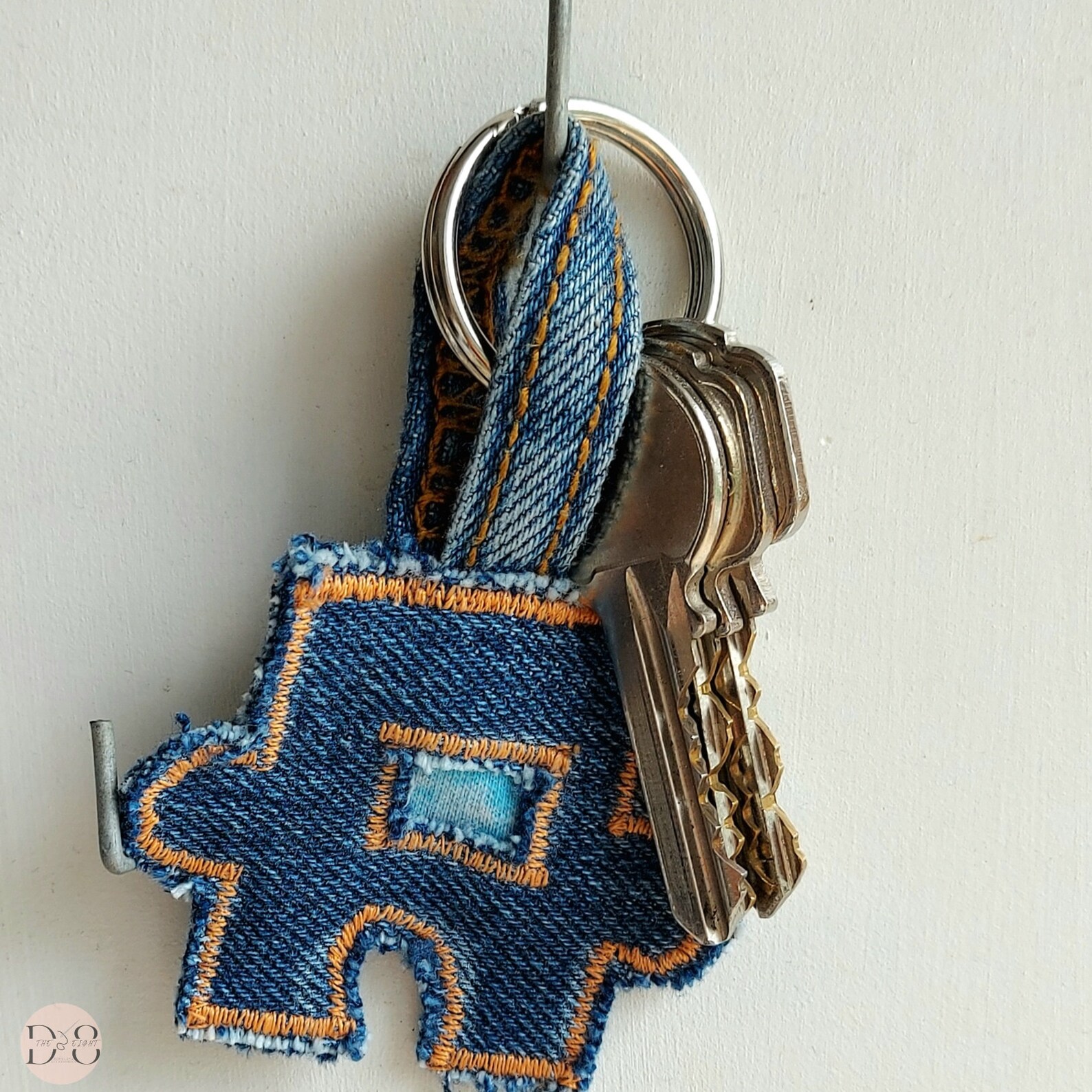 Repurposed Denim Puzzle Mom Keychain, Recycled Hand Stitched Jeans ...