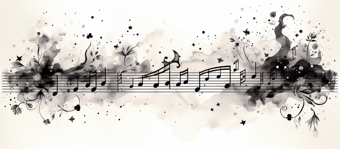 Music Notes Sheet Sublimation Design, Digital Mug Wrap Template ...