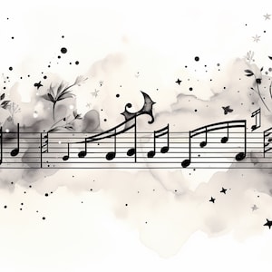 Music Notes Sheet Sublimation Design, Digital Mug Wrap Template ...