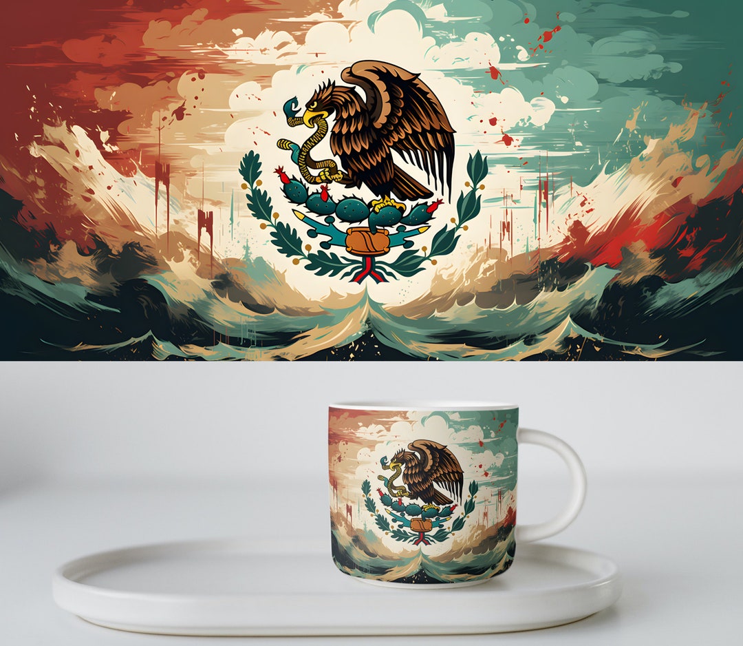 Abstract Mexico Flag Sublimation Design, Digital Mug Wrap Template ...