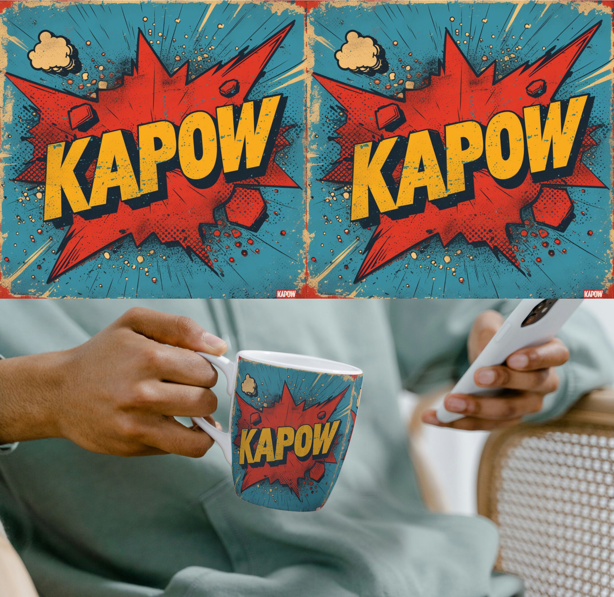 Action Kapow, Kapow Sublimation Design, Digital Mug Wrap Template ...