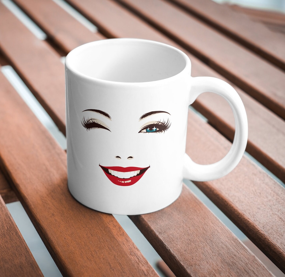 3D Funny Face Mug Wrap Sublimation Design, Instant Download Coffee Mug ...