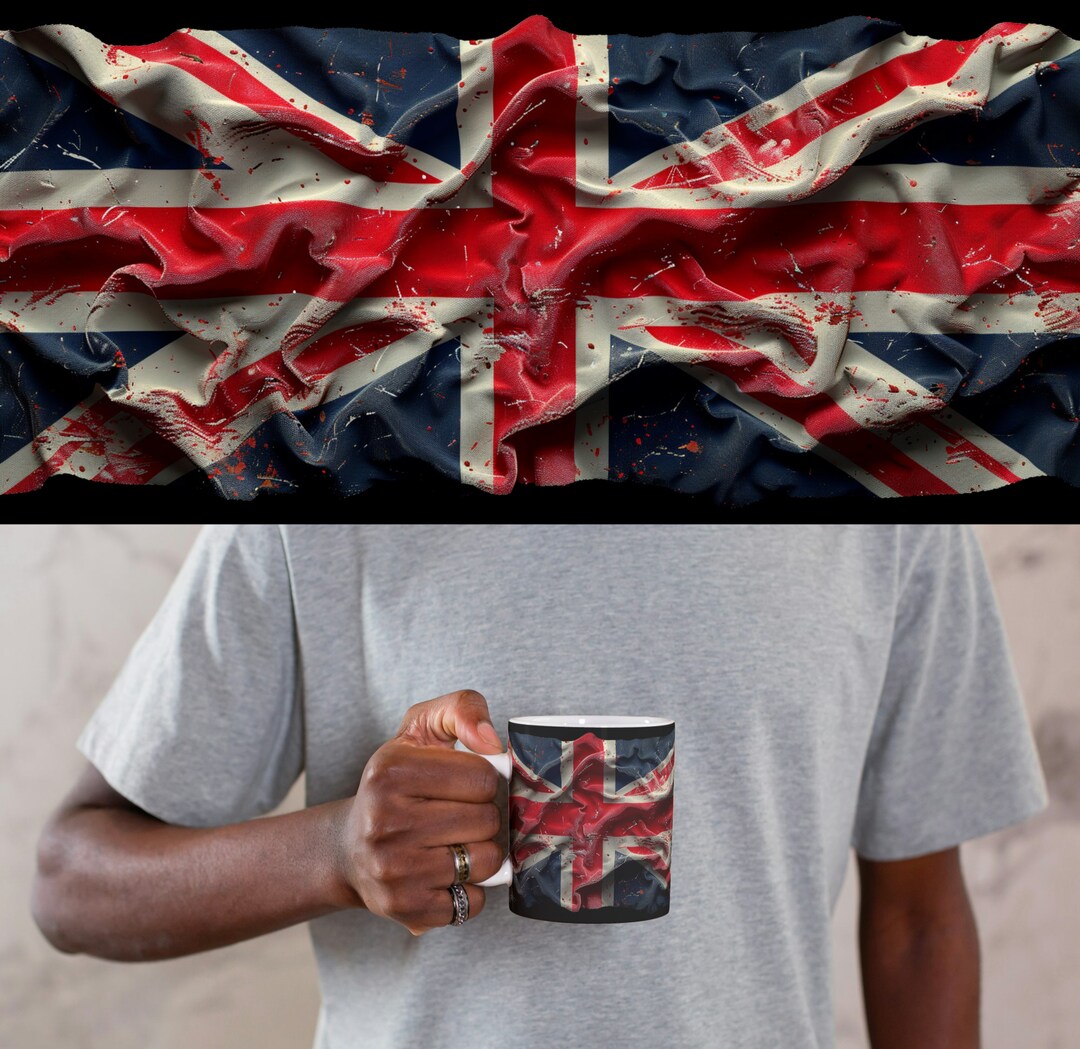 Union Jack Rustic Flag, Britain Flag Sublimation Design, Digital Mug ...