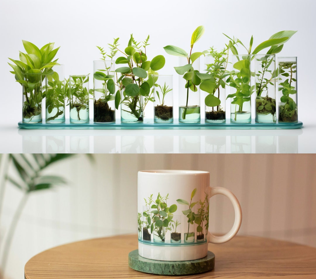 Plants in Flask, Science Lab Sublimation Design, Digital Mug Wrap ...