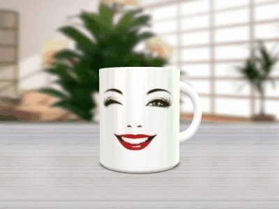 3D Funny Face Mug Wrap Sublimation Design, Instant Download Coffee Mug ...
