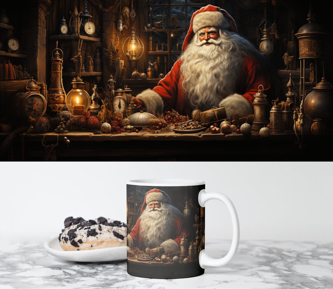 Santa Checking List Sublimation Design, Digital Mug Wrap Template ...