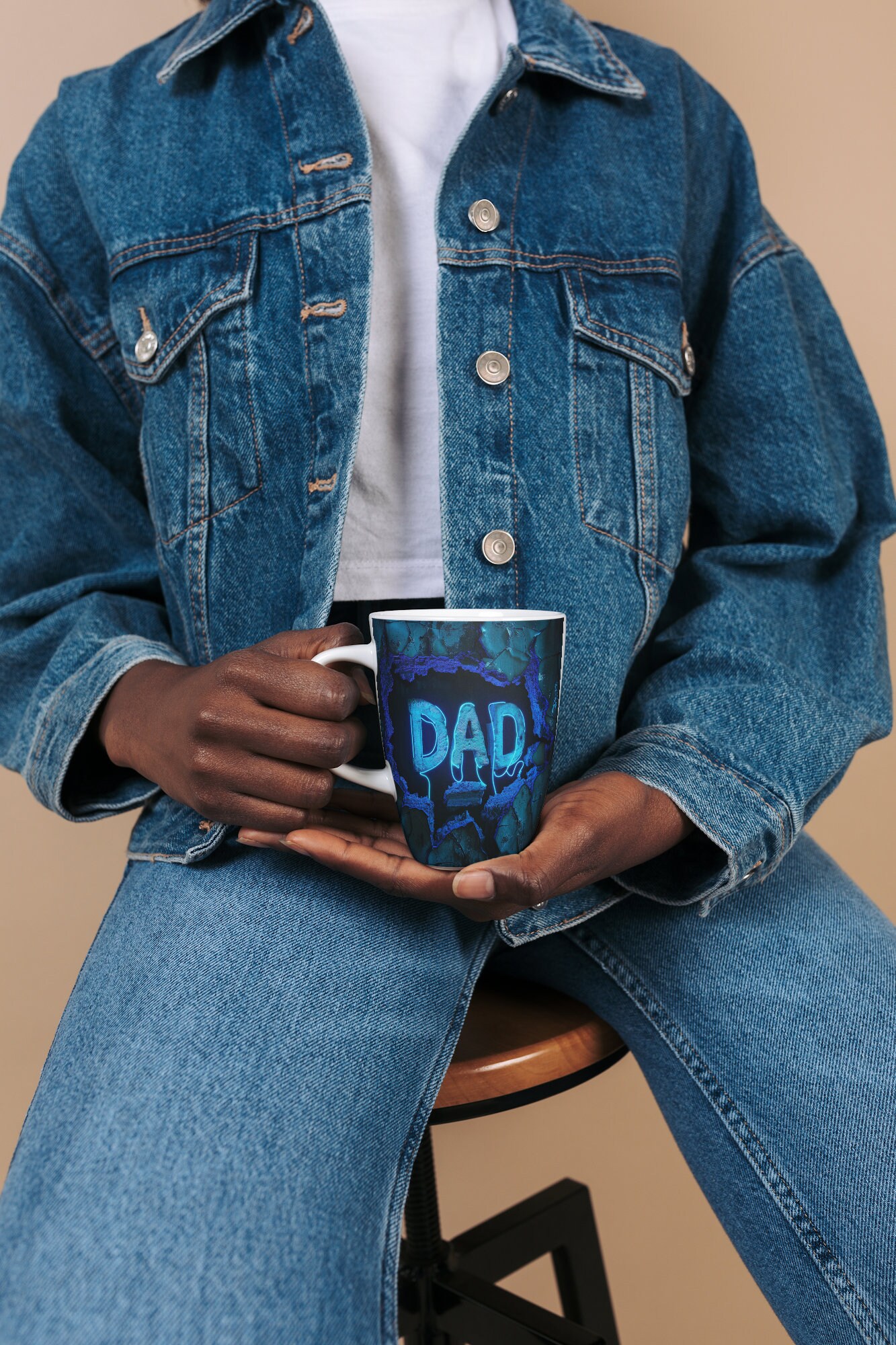 Father’s Day 3D Dad Blue Neon in a Cracked Hole Sublimation Design ...