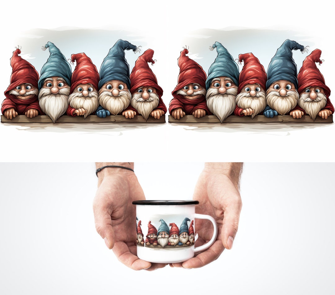 Goofy Gnomes, Gnomes Sublimation Design, Digital Mug Wrap Template ...