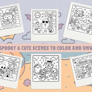 Summerween Coloring Book, Spooky Cute Summer Coloring Pages, Halloween ...