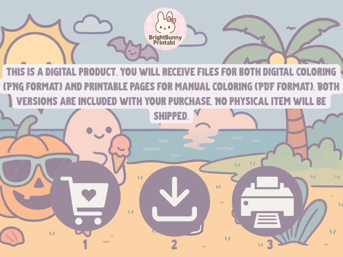 Summerween Coloring Book, Spooky Cute Summer Coloring Pages, Halloween ...