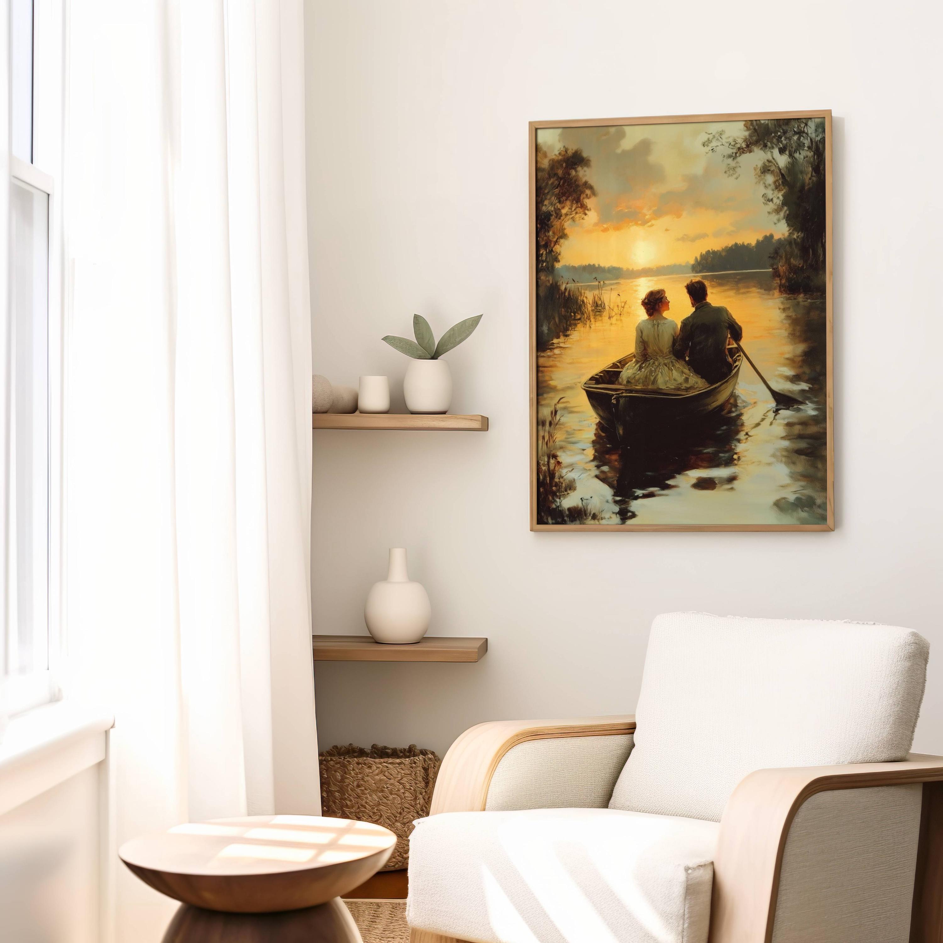 Romantic Couple Scene Wall Art | Antique Love Oil Painting | Vintage ...