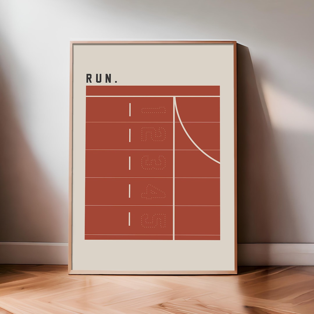 Run Poster | Minimalist Running Wall Art, Track Lane Print, Runner Gift ...