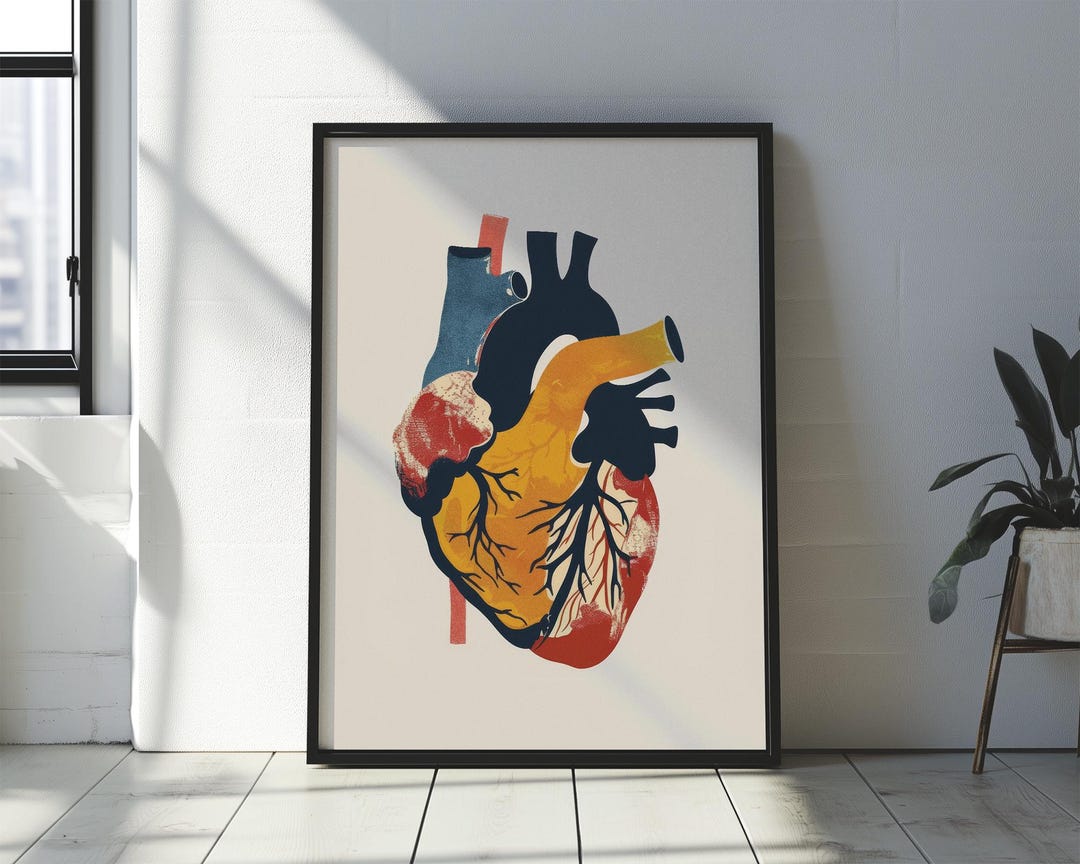 Human Heart Wall Art, Anatomy Print, Heart Anatomical Art, Medical ...