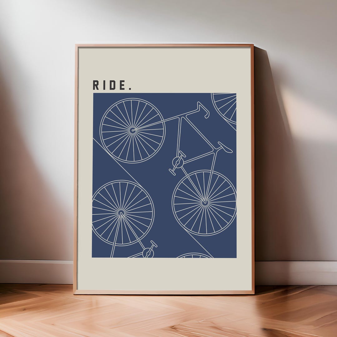 Ride Cycling Poster – Road Bike Wall Art, Minimalist Cyclist Print ...