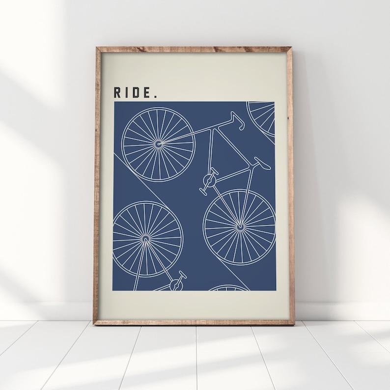 Ride Cycling Poster | Digital Download, Minimalist Bike Art, Road ...