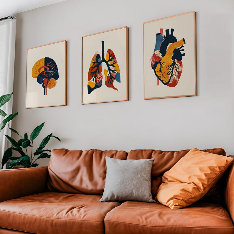 Abstract Anatomy Set, 3 Pcs, Anatomy Print, Human Anatomy Art, Medical ...