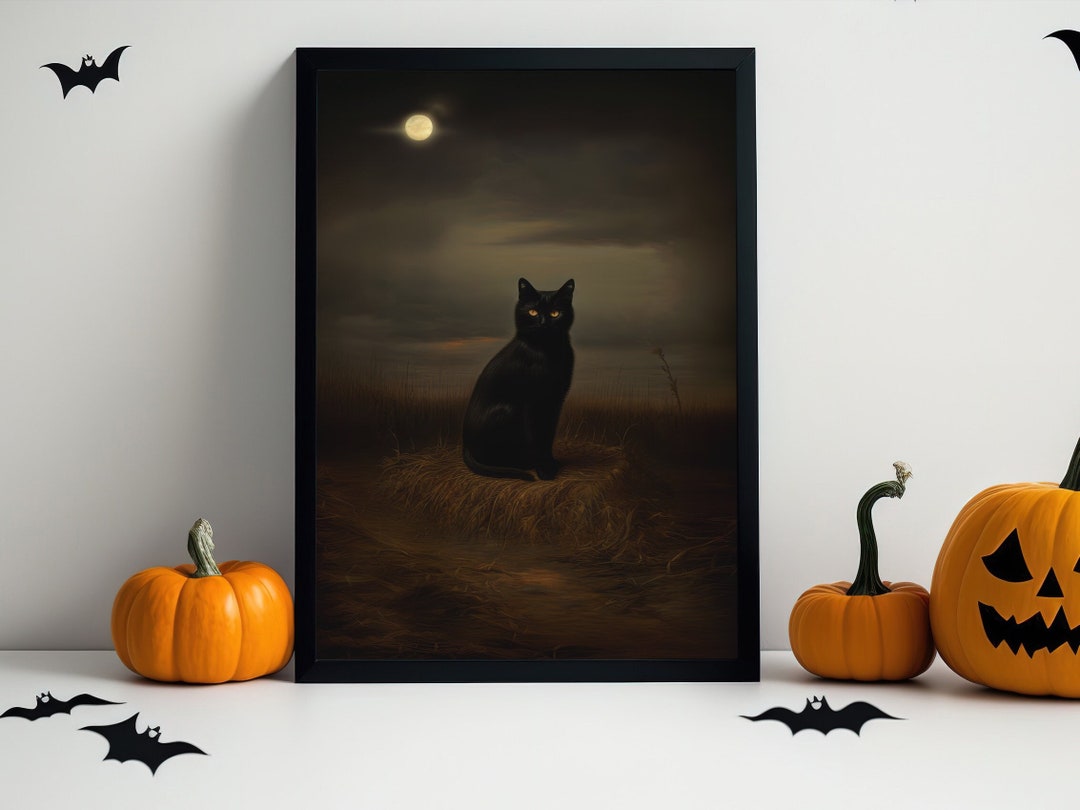 Halloween Printable Wall Art Printable Black Cat Halloween - Etsy