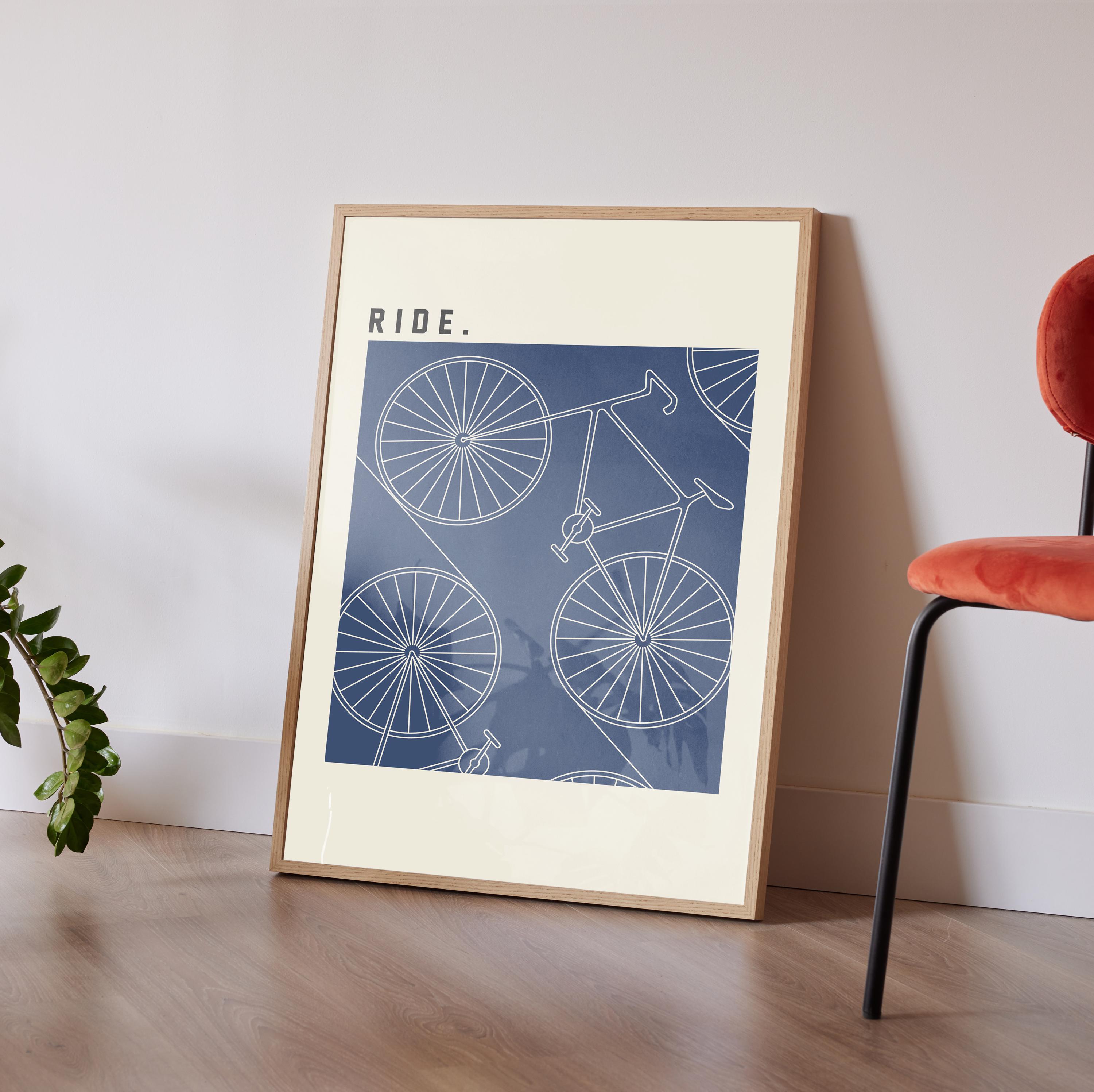 Ride Cycling Poster | Digital Download, Minimalist Bike Art, Road ...