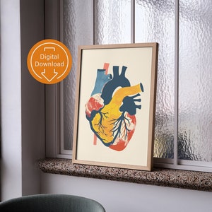 Human Heart Wall Art, Anatomy Print, Heart Anatomical Art, Medical ...