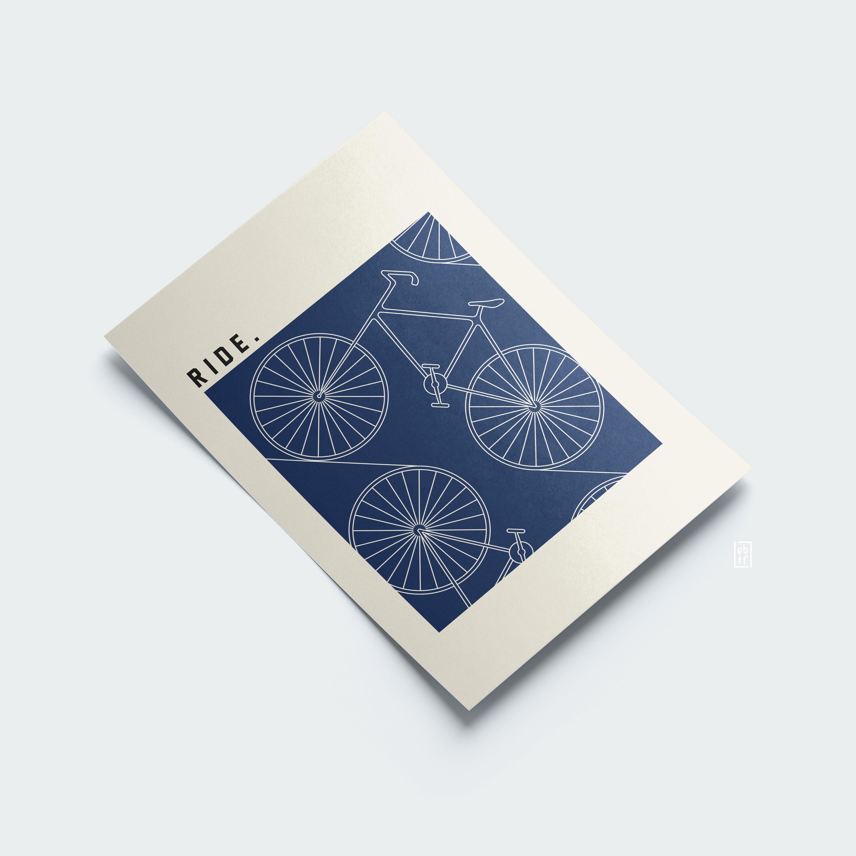Ride Cycling Poster | Digital Download, Minimalist Bike Art, Road ...