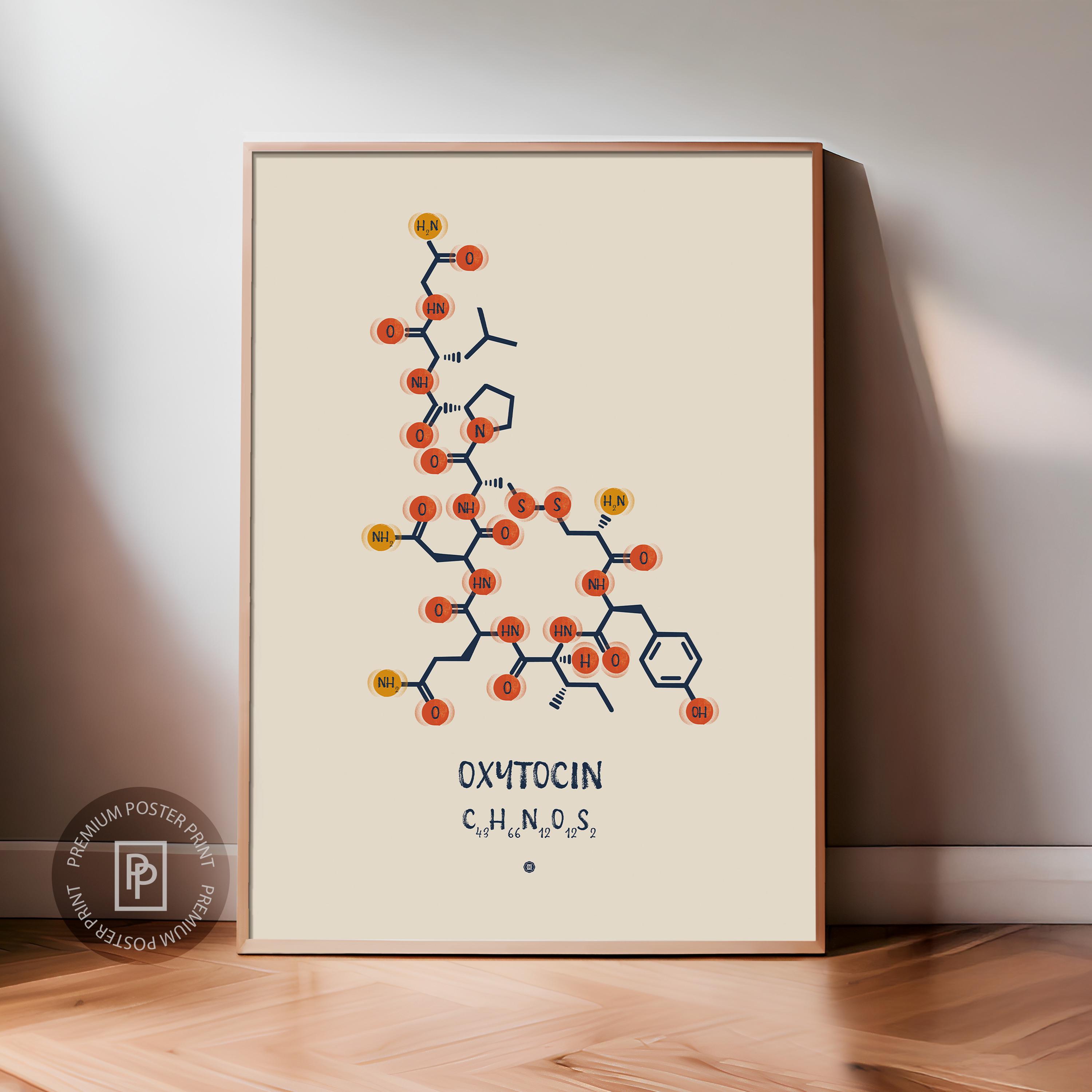 Oxytocin Molecule Print, Happy Chemical Wall Art, Premium Poster ...