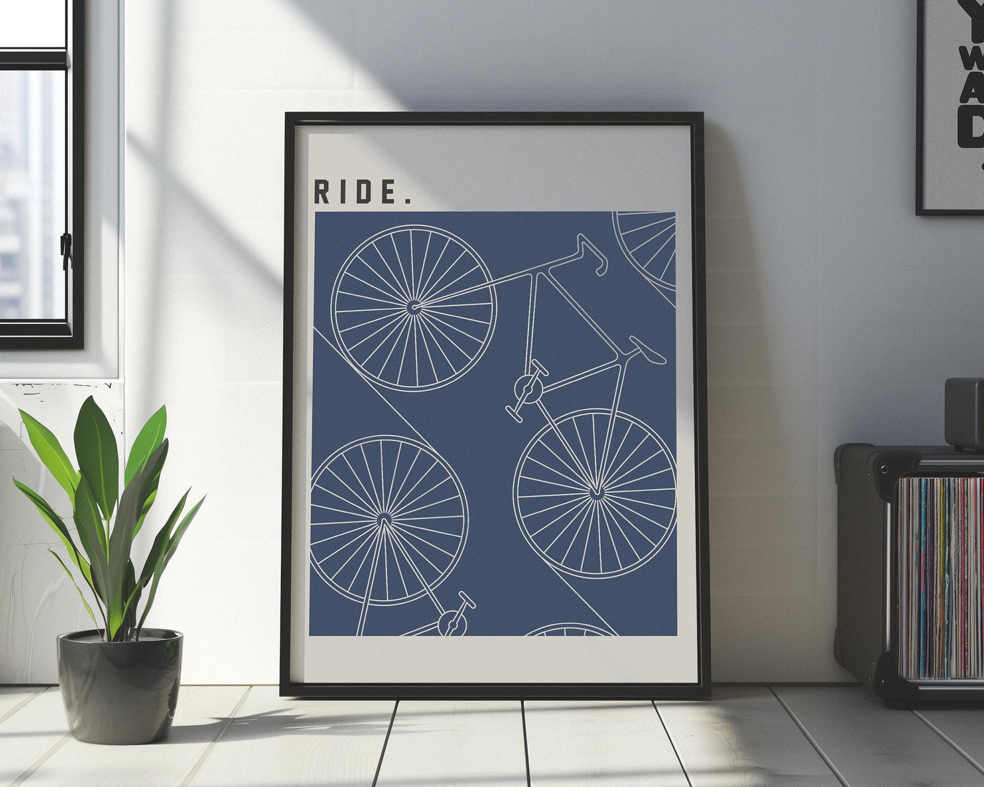 Ride Cycling Poster | Digital Download, Minimalist Bike Art, Road ...