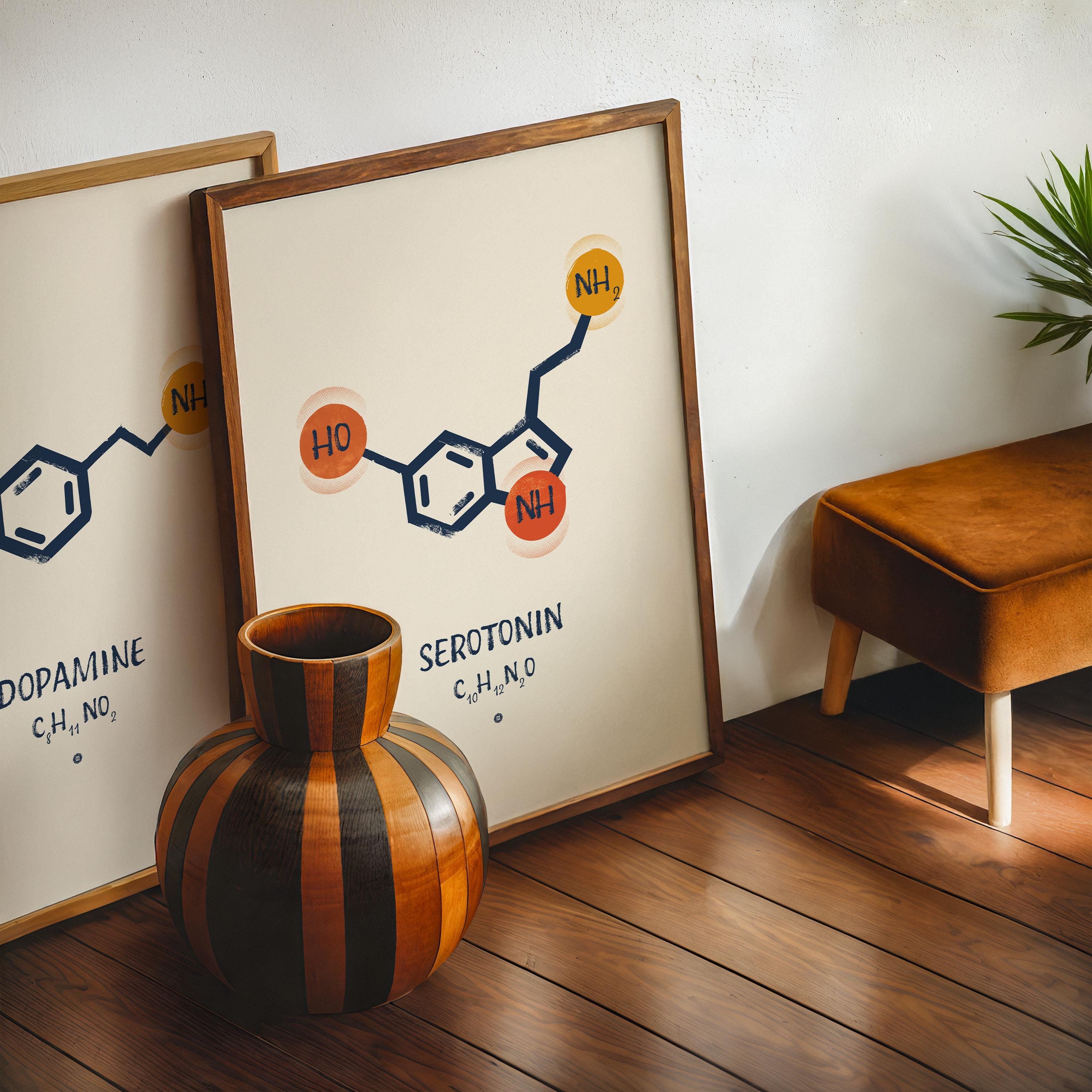 Serotonin Molecule Print, Happy Chemical Wall Art, Science Poster ...
